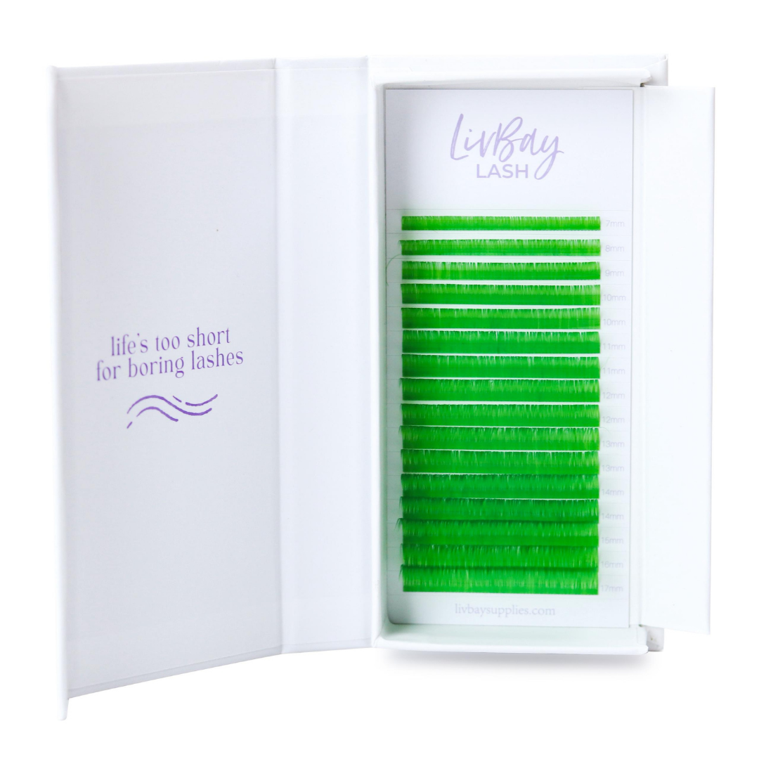 NEW Aurora- 0.03mm Colored Lash Extensions - Green Mix Tray – LivBay ...