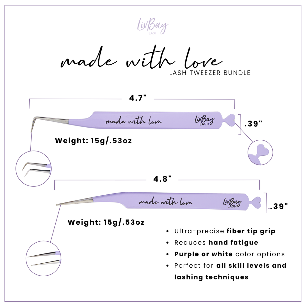 Made with Love Fiber Tip Tweezer Set – LivBay Supplies
