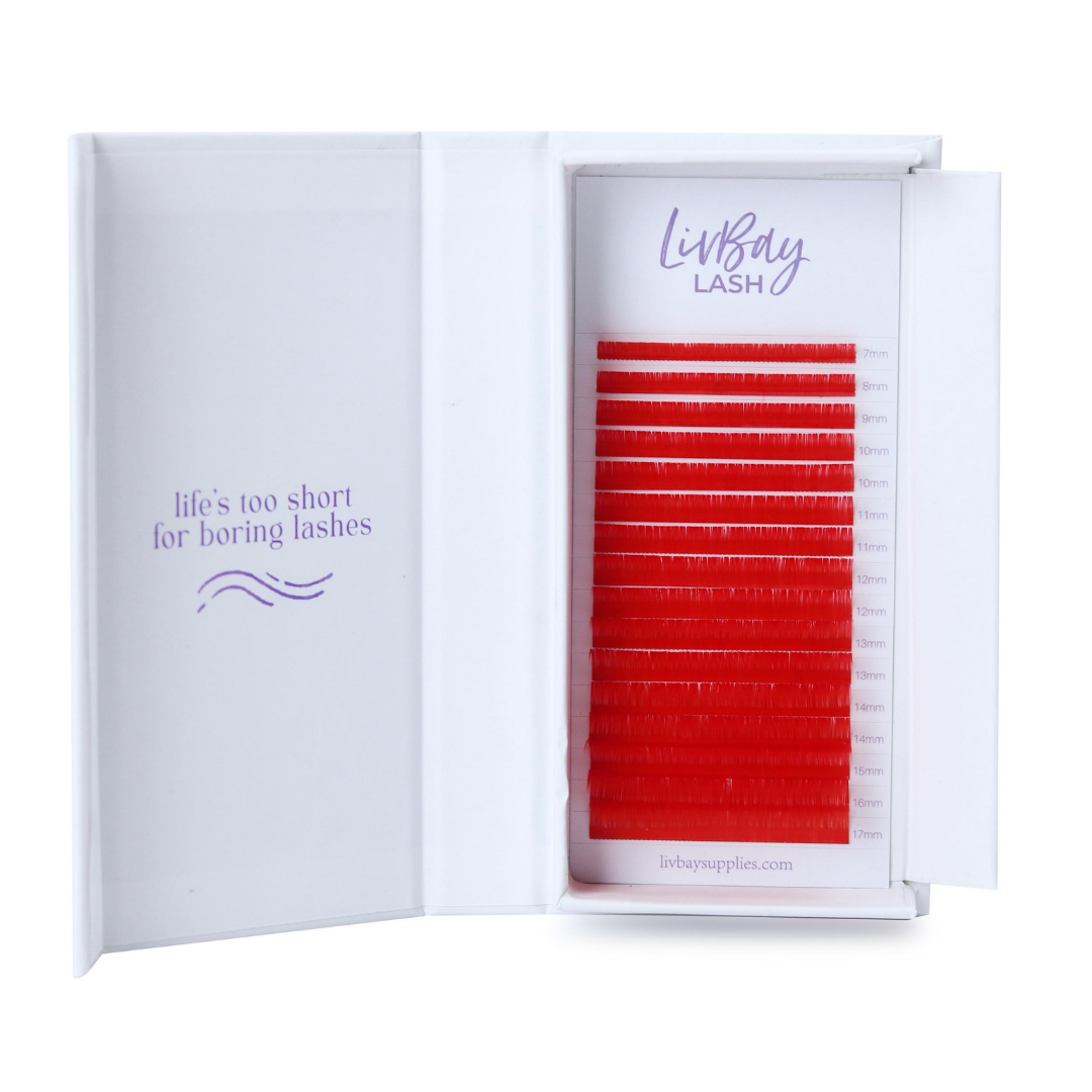 NEW Aurora - 0.03mm Colored Lash Extensions - Red Mix Tray – LivBay ...