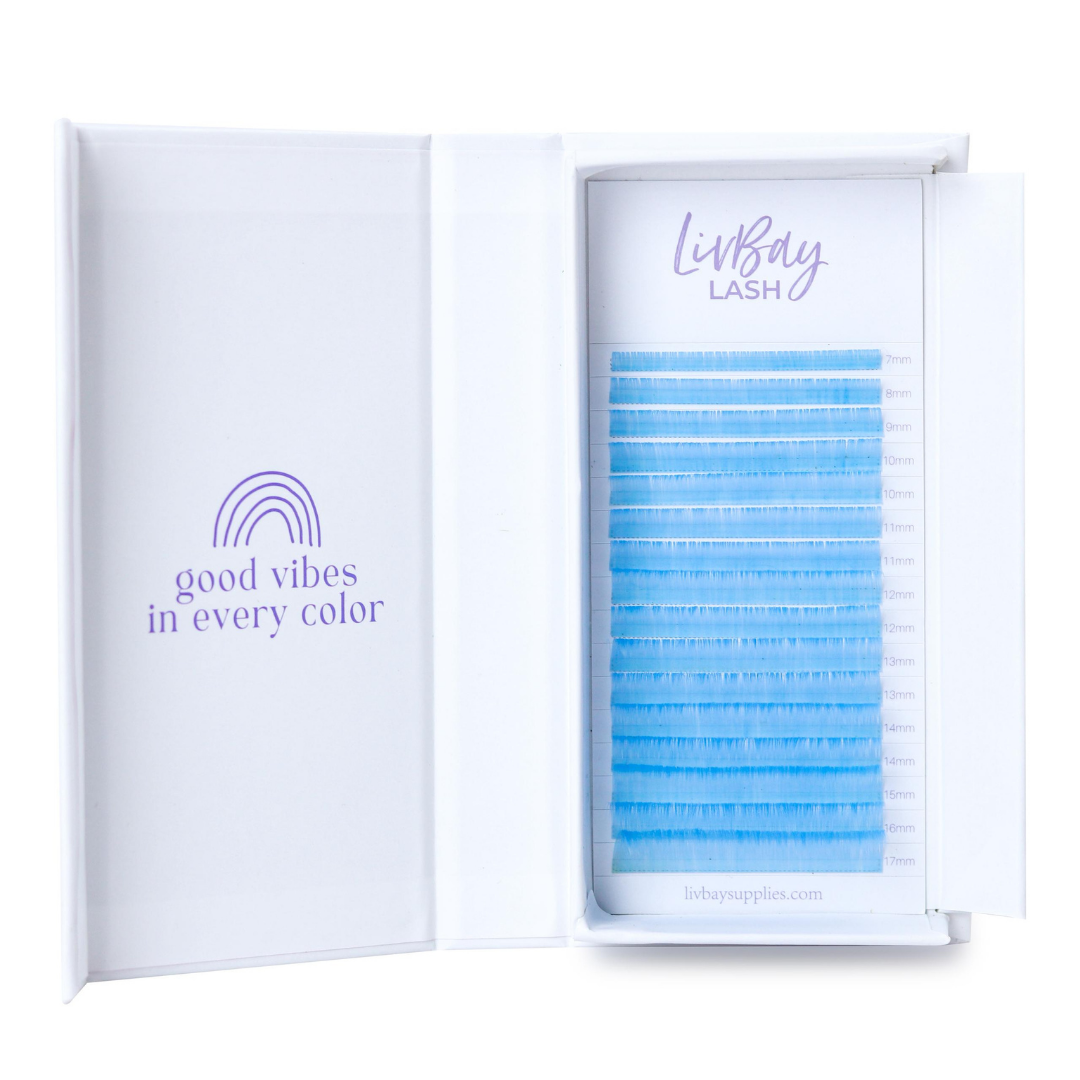 NEW Aurora - 0.03mm Colored Lash Extensions - Light Blue Mix Tray ...